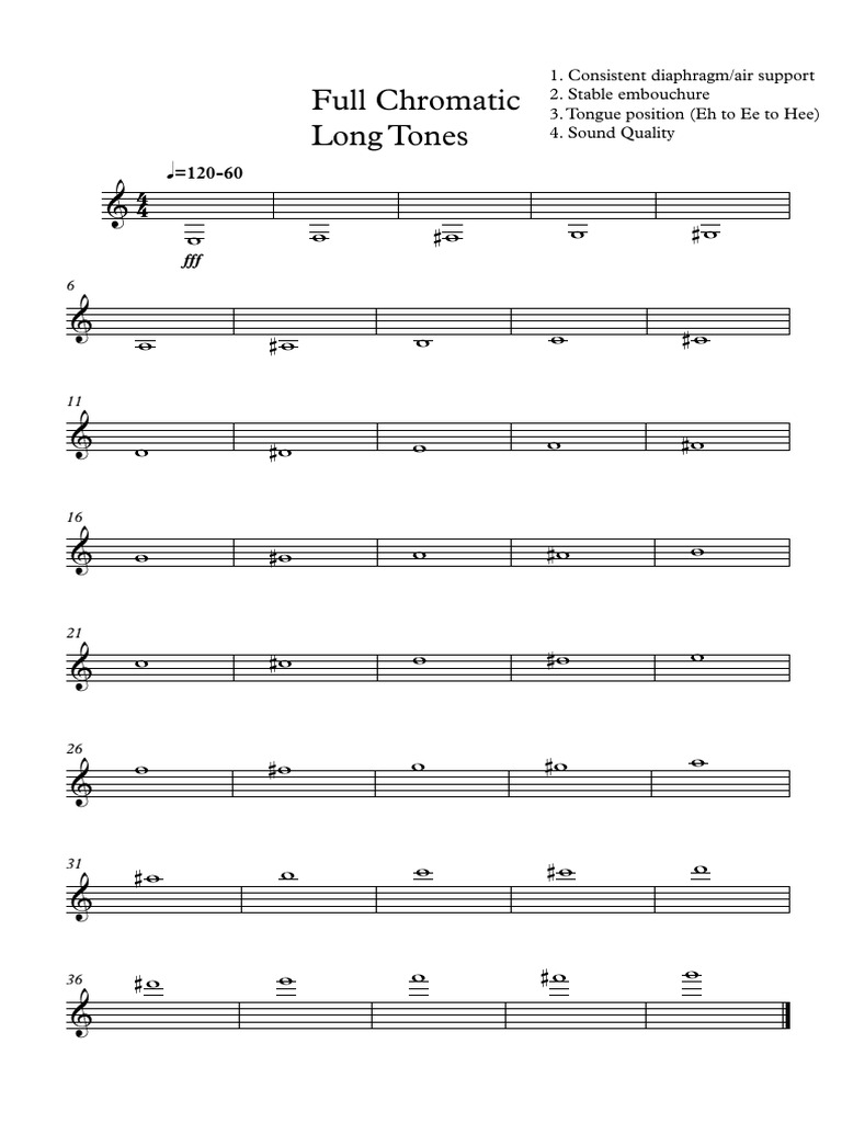 Full Chromatic Long Tones | PDF