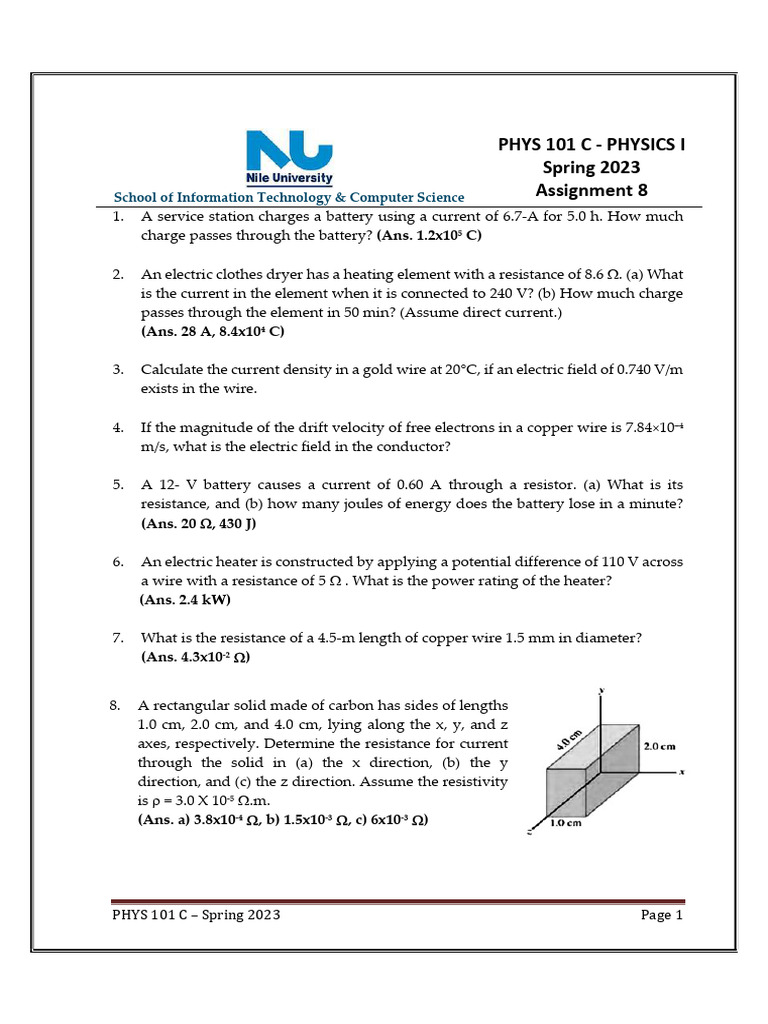 PHYS101-C Spring 2023 Assign 08 (1) | PDF