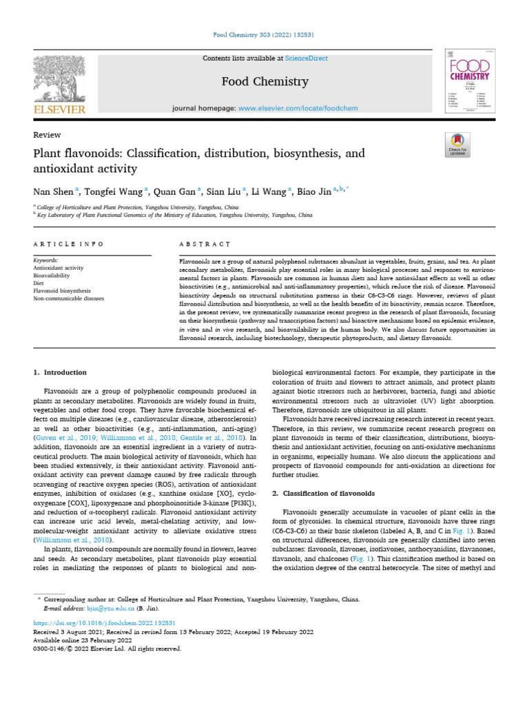 Plant Flavonoids Classification Distribution Biosynthesis | PDF ...