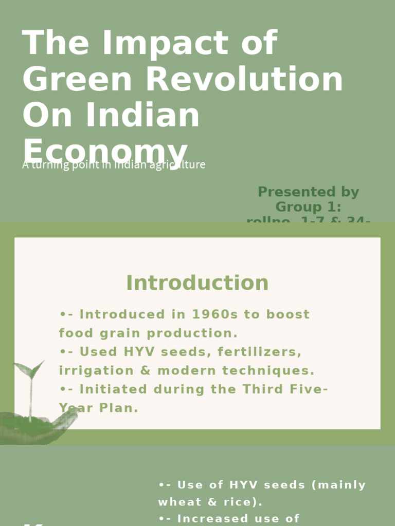 The Impact of Green Revolution On Indian Economy | PDF
