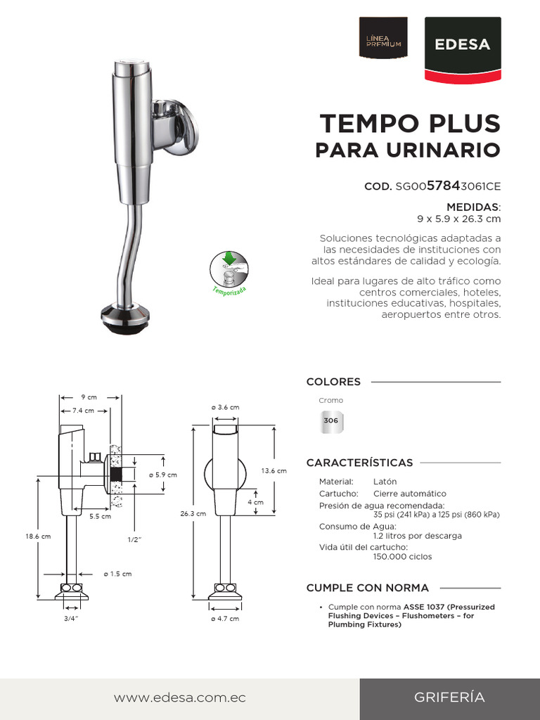 Tempo Plus para Urinario | PDF | Materiales