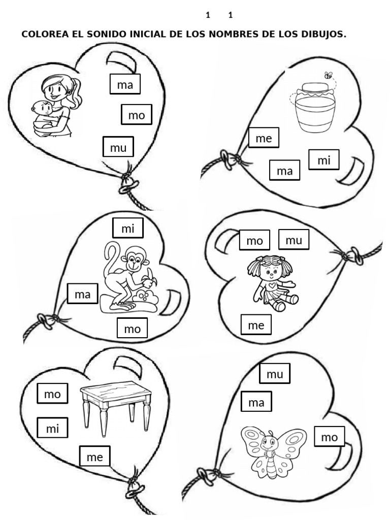 Colorea El Sonido Inicial de Los No | PDF