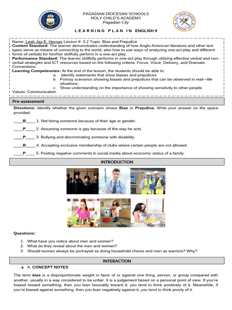 Lesson 3.2 Topic - Bias and Prejudice | PDF | Prejudices | Psychology