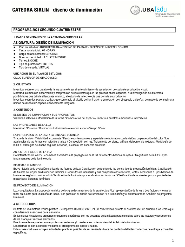 Dilum_sirlin Programa 2021 2c | PDF | Diseño | Plan de estudios