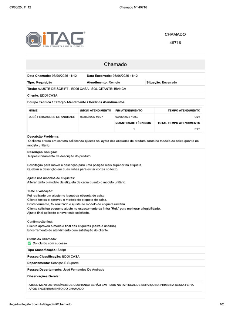 Chamado Técnico | PDF