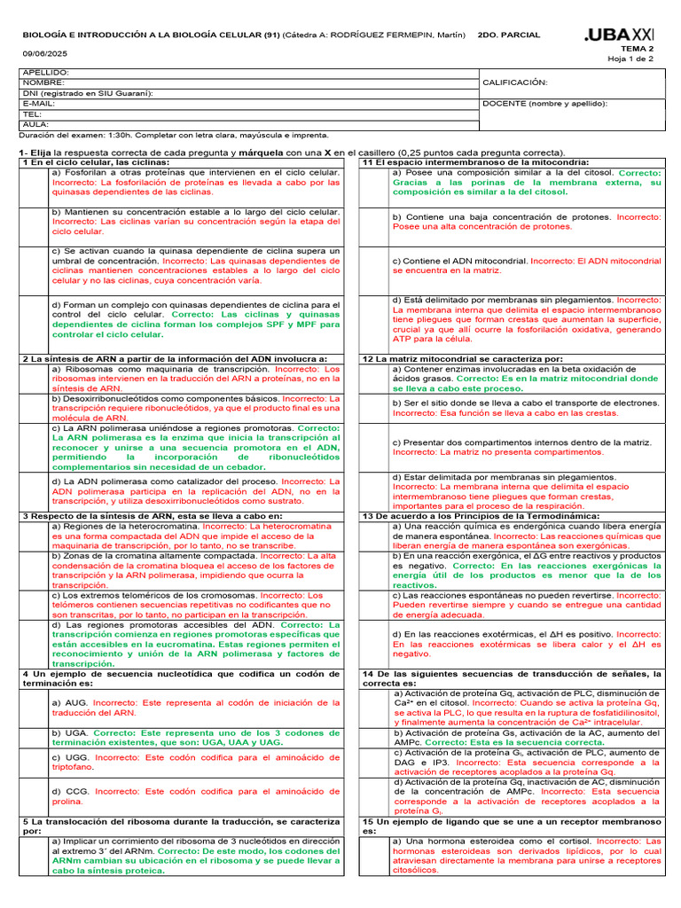 91 1c 2p Tema 2 Resuelto | PDF | Replicación De Adn | Adn