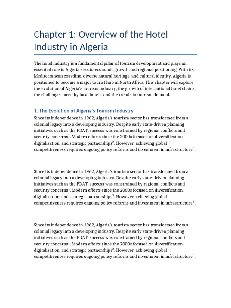 Chapter1 Overview of Hotel Industry in Algeria With Footnotes | PDF ...