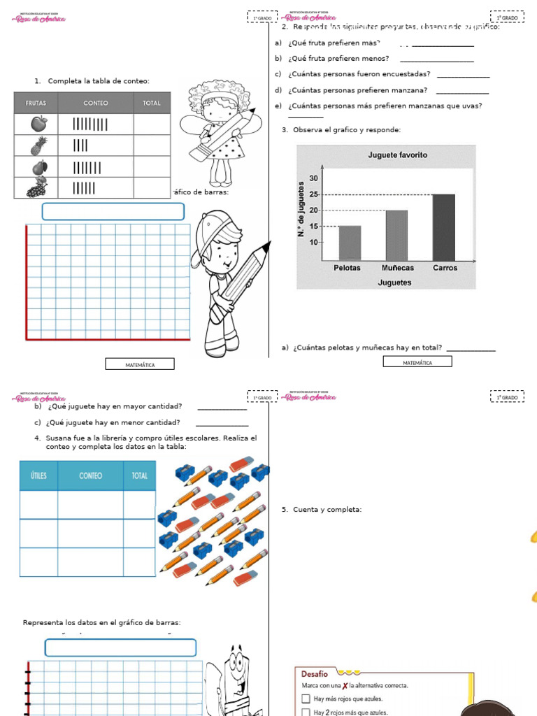 Colorea Gráficas de Barras para Niños | PDF