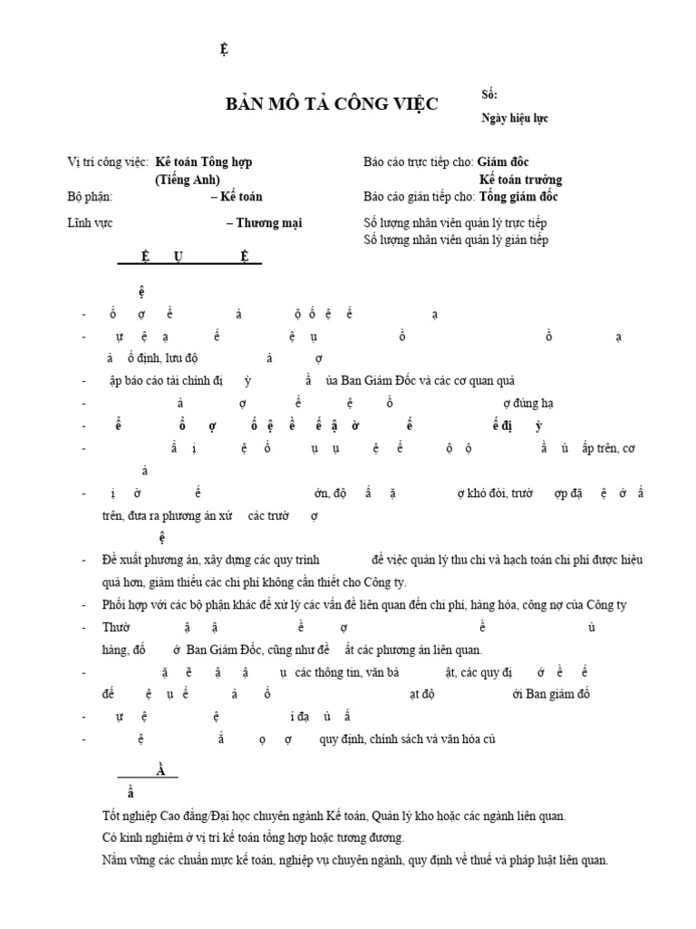 MTCV - Kế Toán Tổng Hợp | PDF