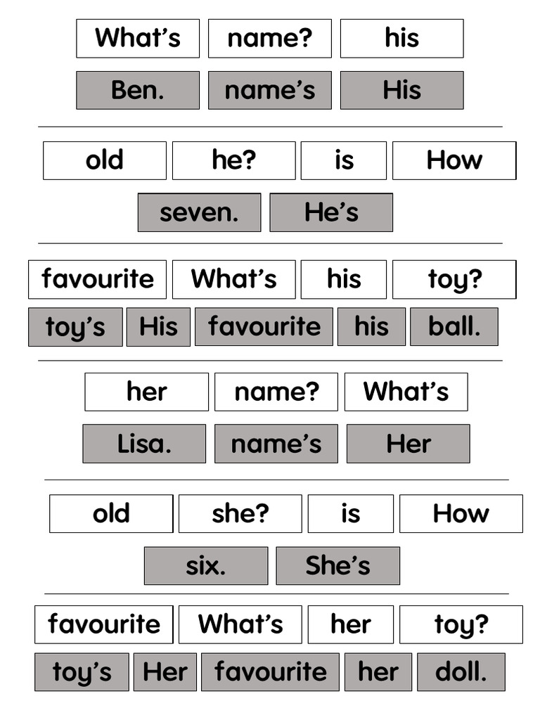 YEAR 1 - Arranging Sentences | PDF