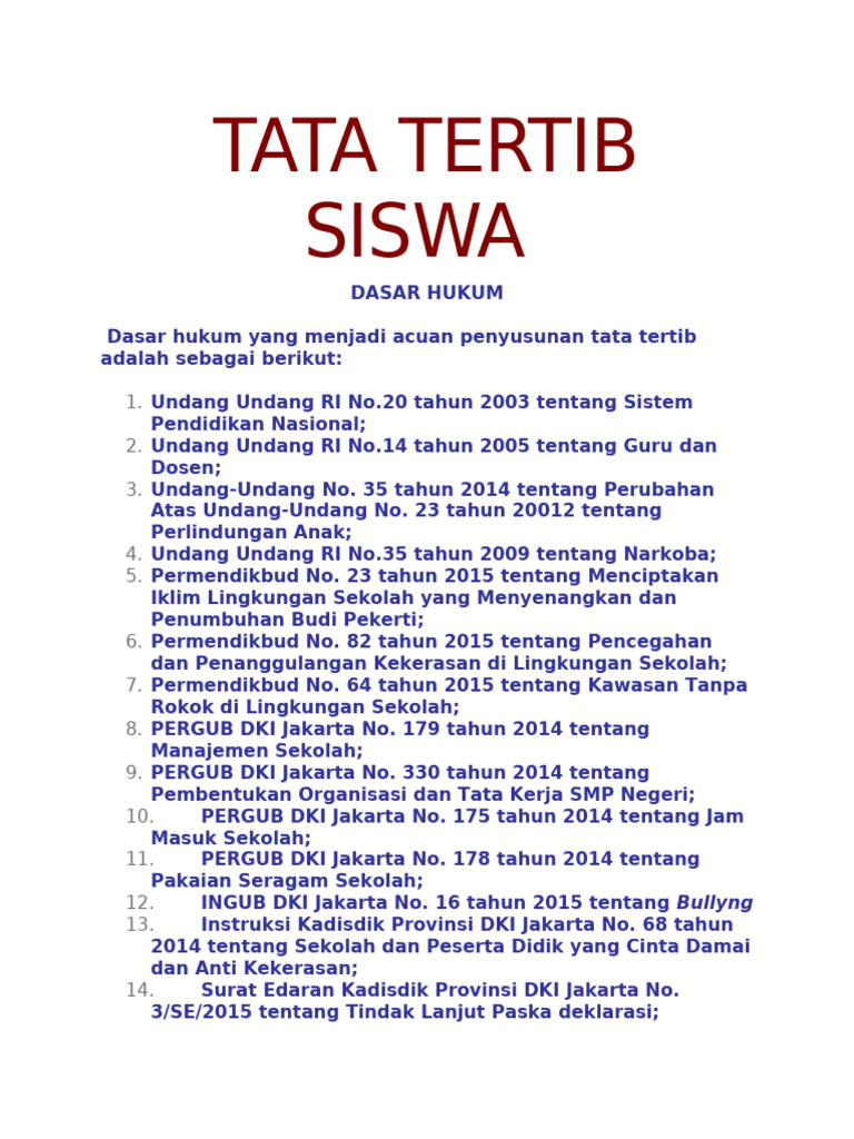 Tata Tertib Siswa | PDF
