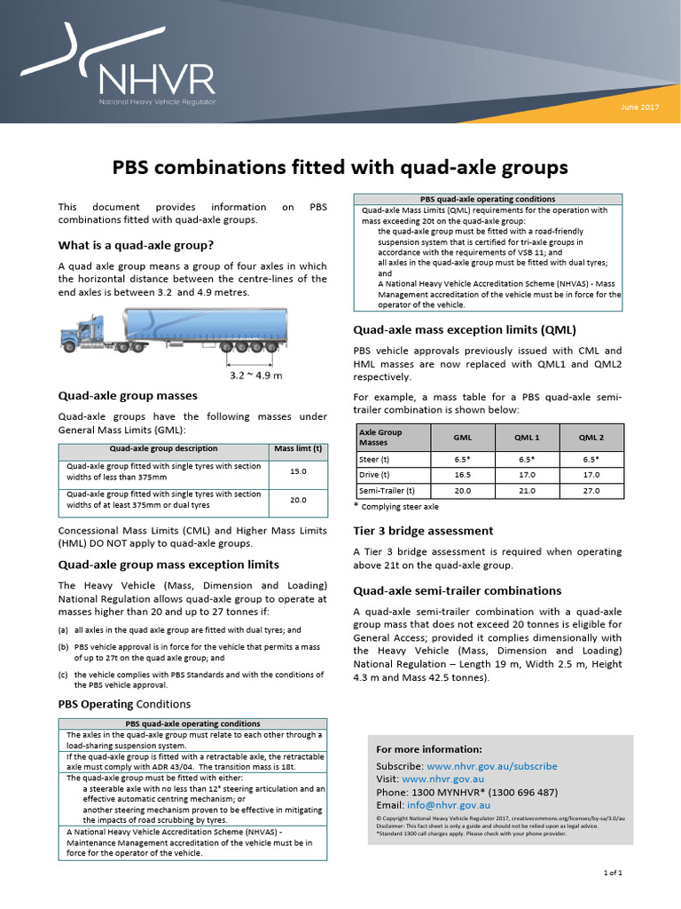 0555 NHVR Info Sheet Quad Axles Multi State 0 | PDF | Semi Trailer ...