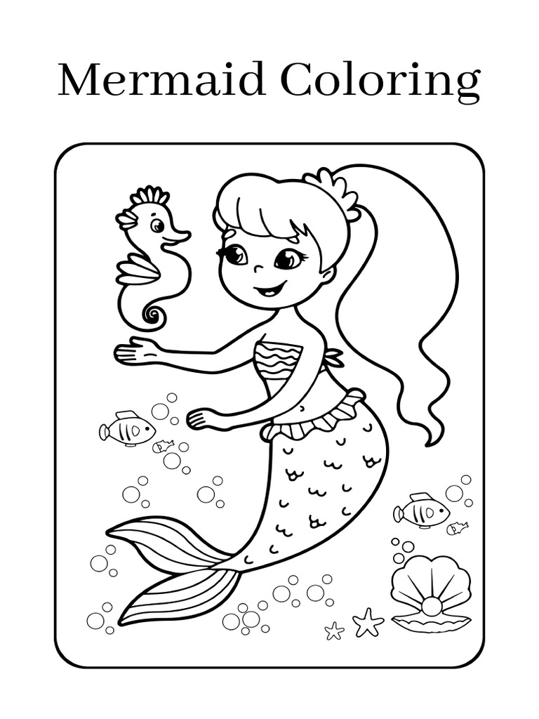 Mermaid Coloring Worksheet Set | PDF