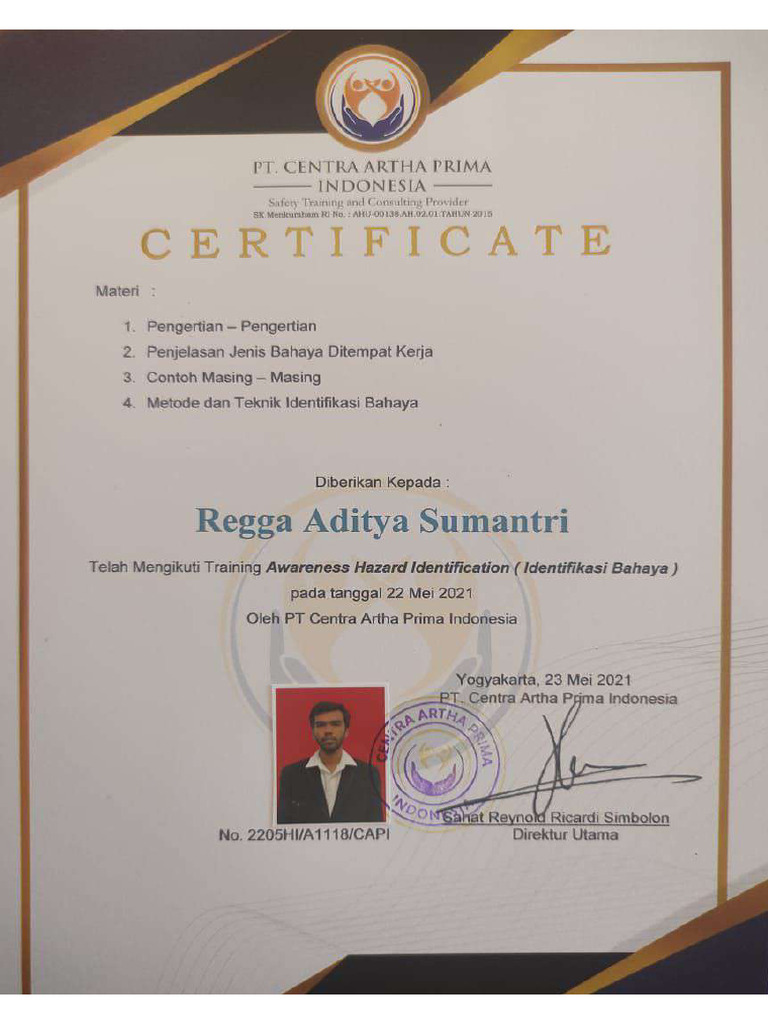 Certifikat Regga Aditya | PDF