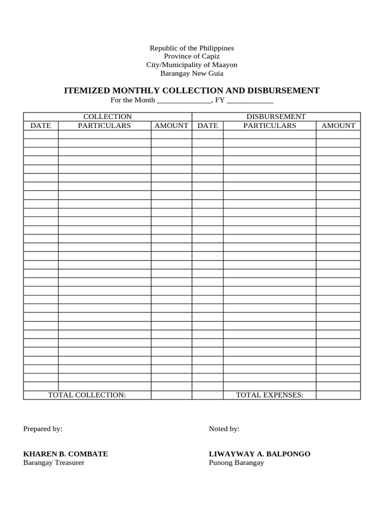 Itemized Monthly Collection (1) | PDF