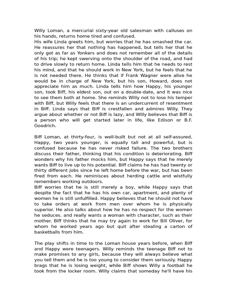 The Death of Salesman Summary | PDF