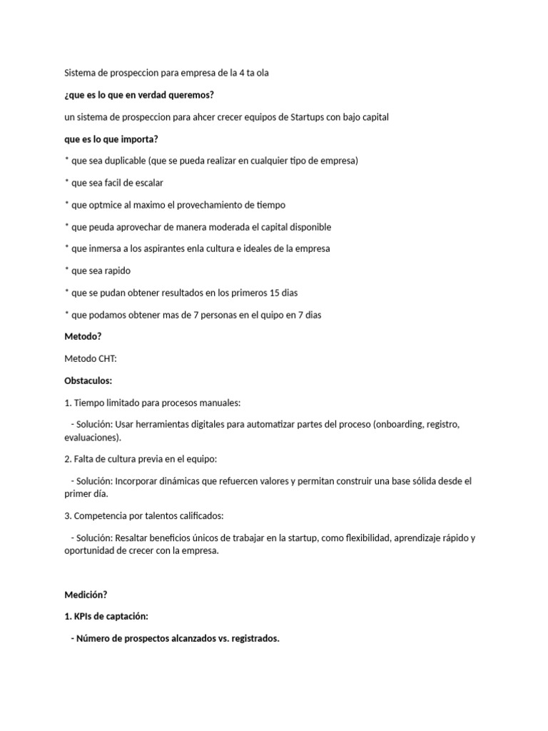 Sistema de Prospeccion para Empresa de La 4 Ta Ola | PDF | Empresa de inicio | Pequeñas empresas ...