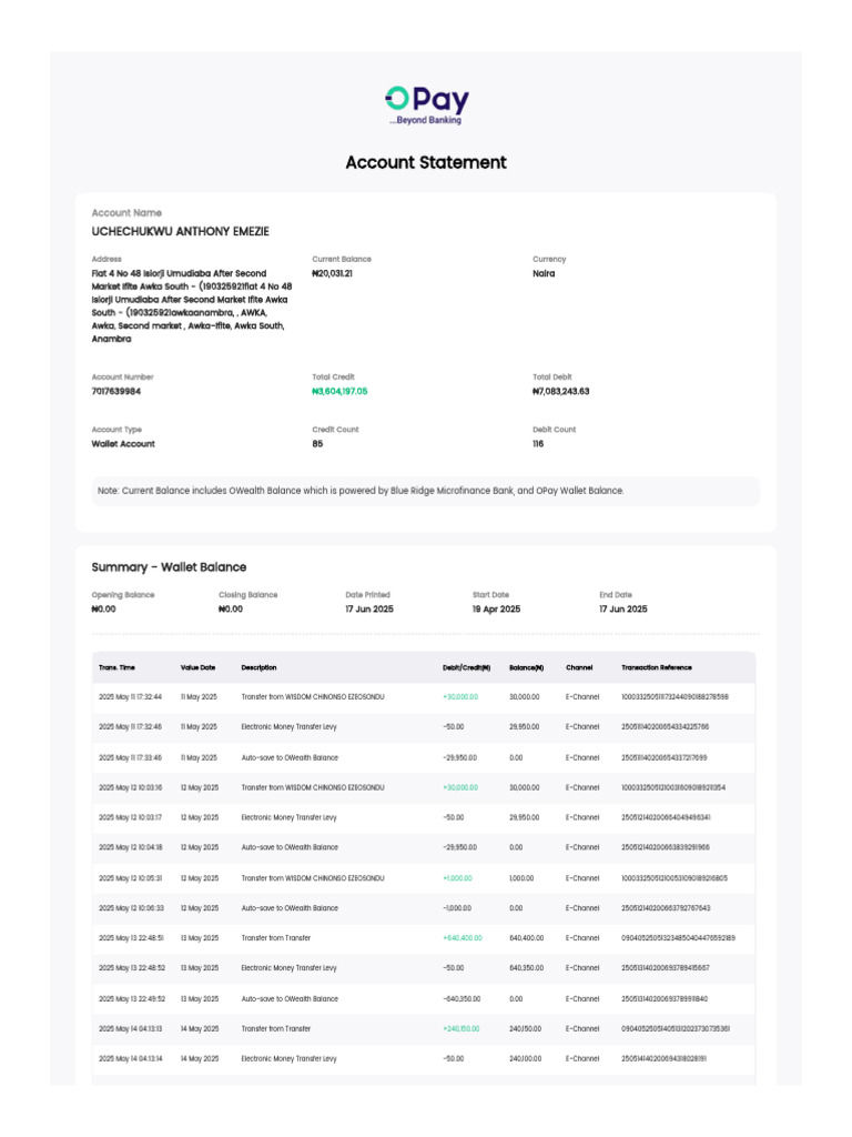 Uchechukwu Anthony Emezie - 7017639984 - 20250617235758 | PDF | Debit ...