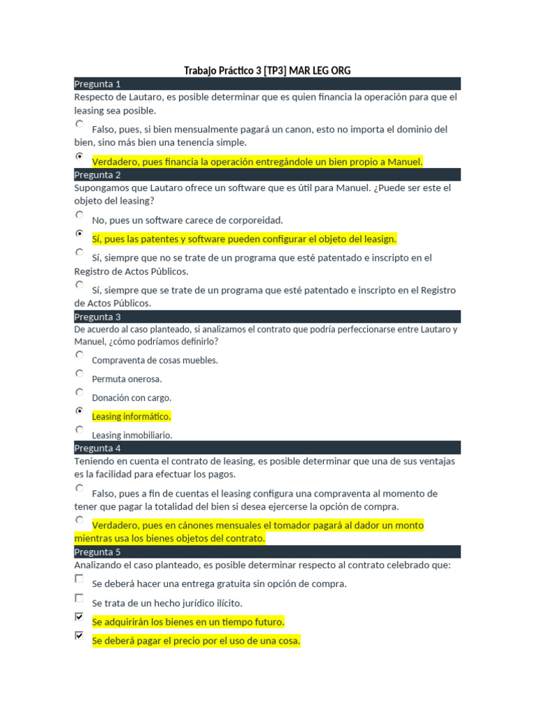 TP3 Mar Leg Org 100% | PDF