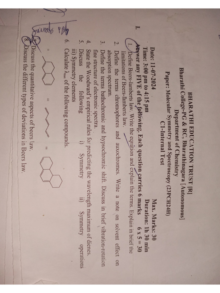 2sem c1 Test Previous Questions Papers | PDF