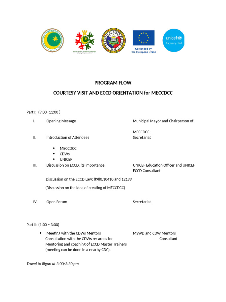 Program Flow Lgu Level Eccd Orientation | PDF