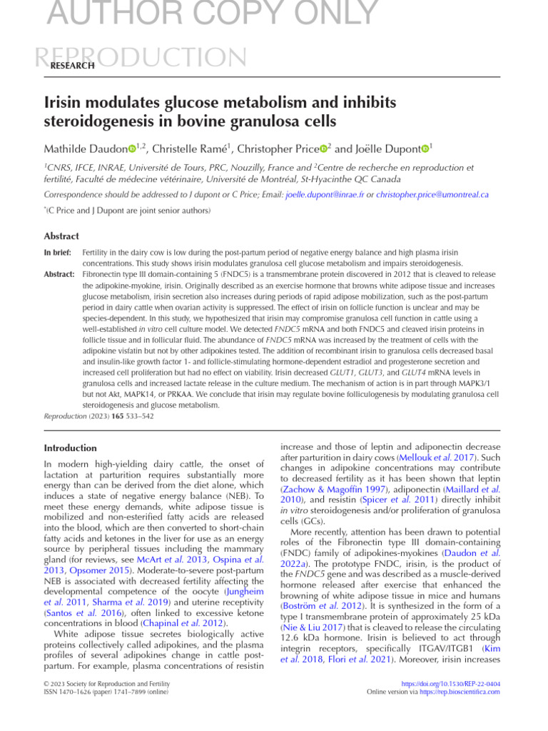 Mathilde Irisine GC 2023 | PDF | Ovary | Complementary Dna