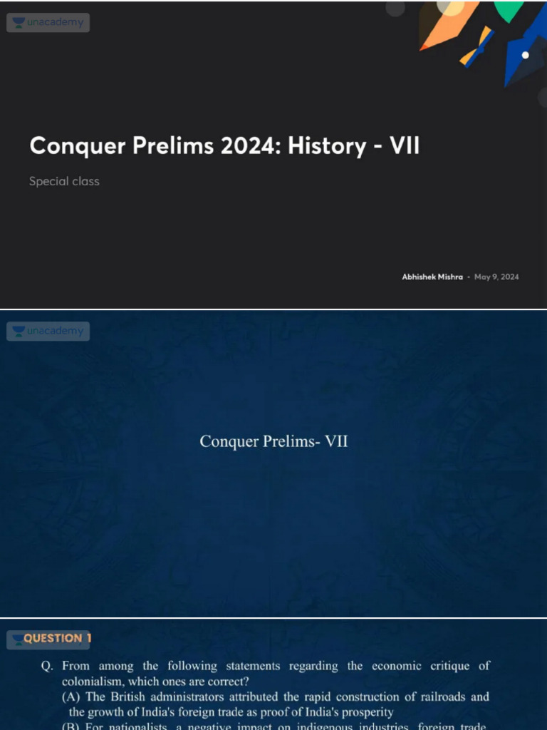 Conquer Prelims 2024 History VII No Anno | PDF