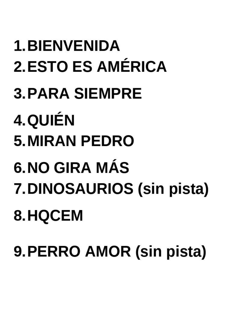 Setlist Bienvenida | PDF