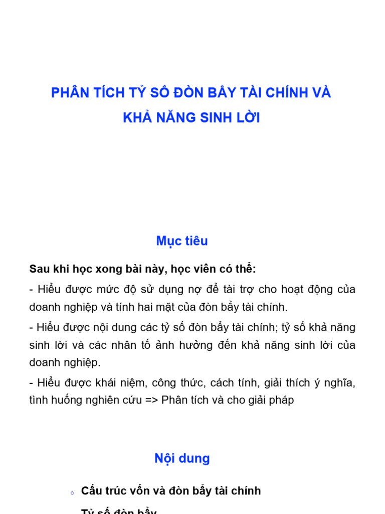 Phan Tich Don Bay Tai Chinh Va Kha Nang Sinh Loi | PDF