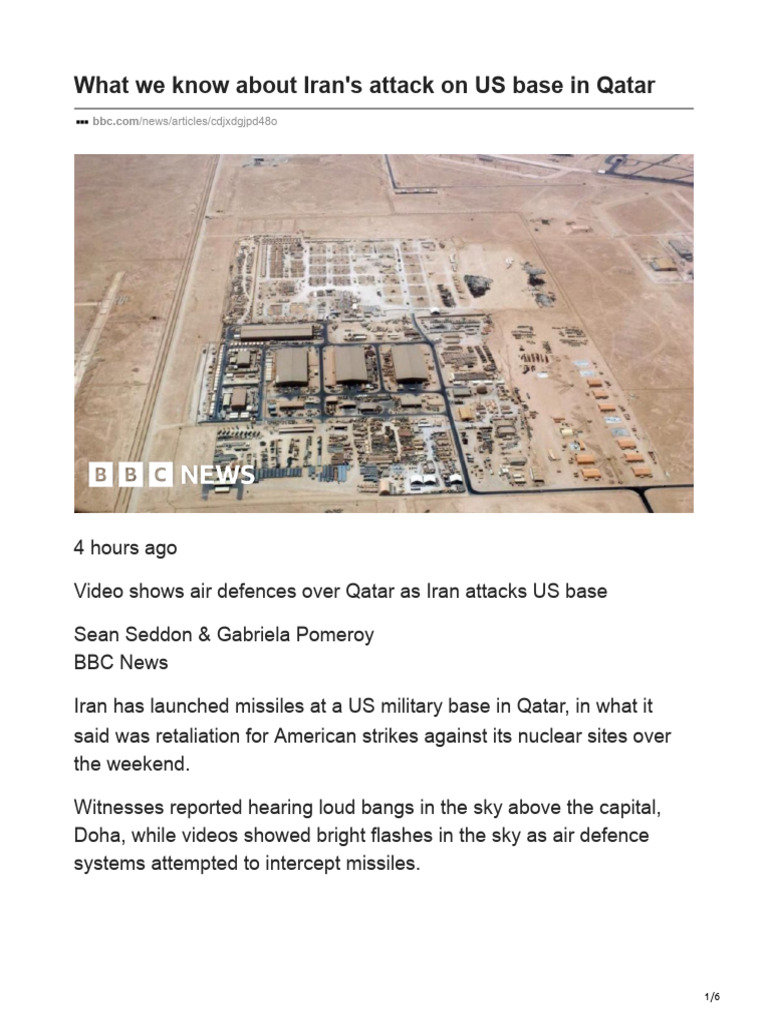 What We Know About Irans Attack On US Base in Qatar | PDF | Iran ...