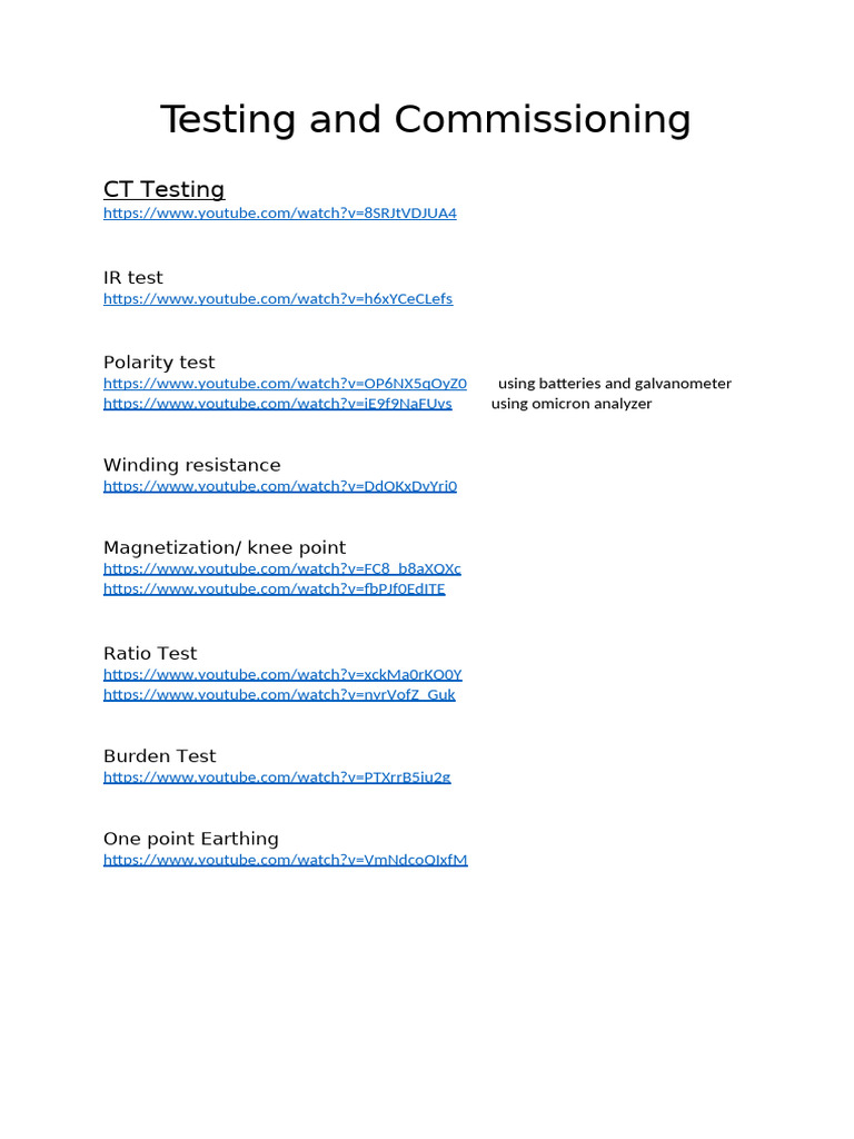 Testing and Commissioning Notes | PDF
