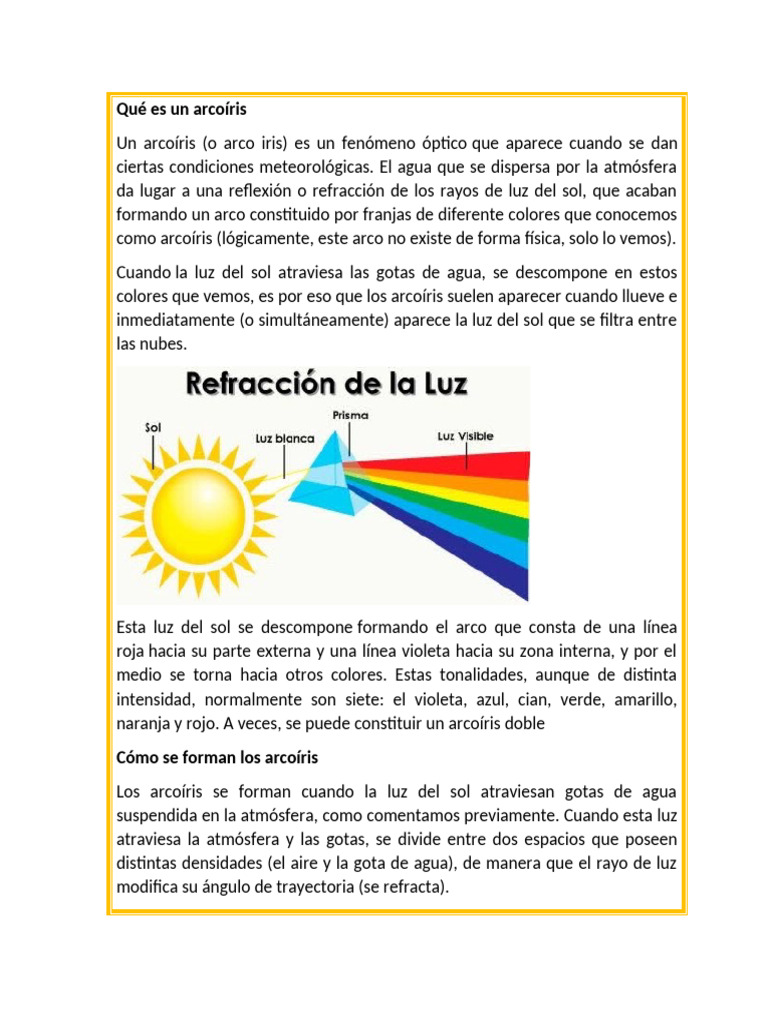 Formación y significado del arcoíris | PDF