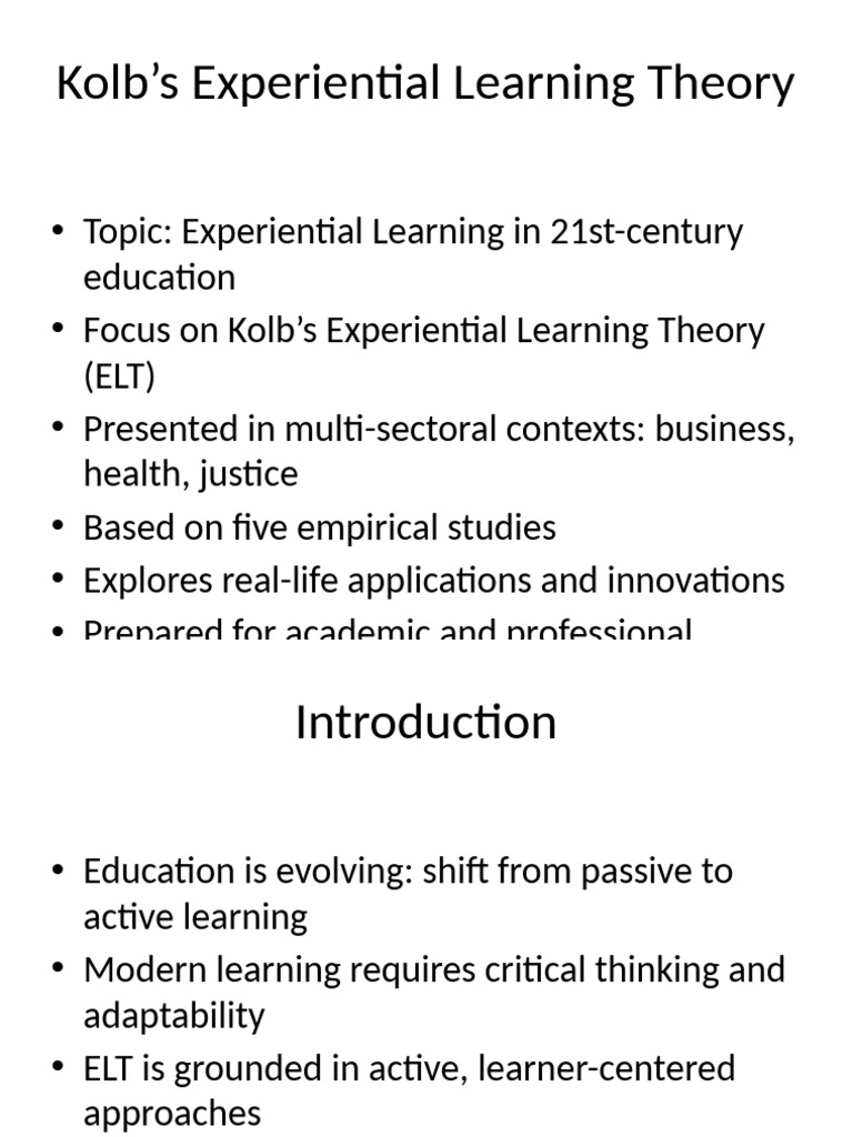 Kolb Experiential Learning Theory Expanded Presentation | PDF ...