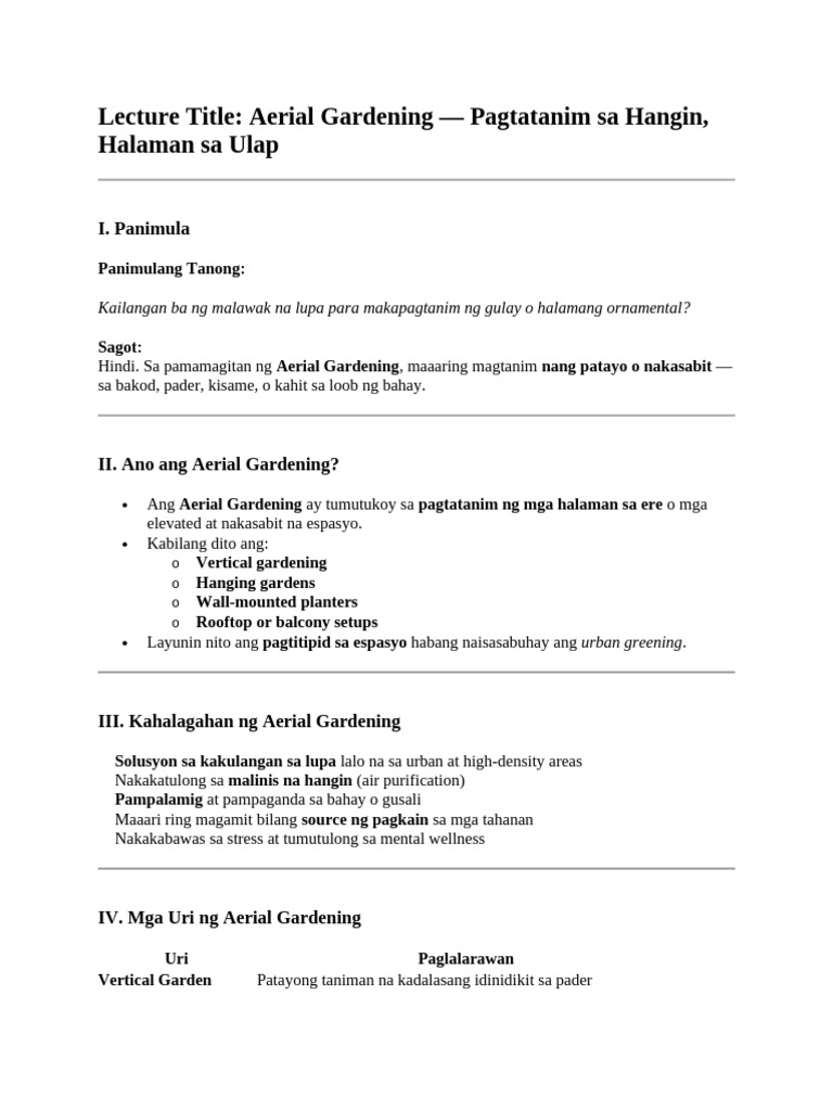 Aerial Gardening - Pagtatanim Sa Hangin, Halaman Sa Ulap | PDF