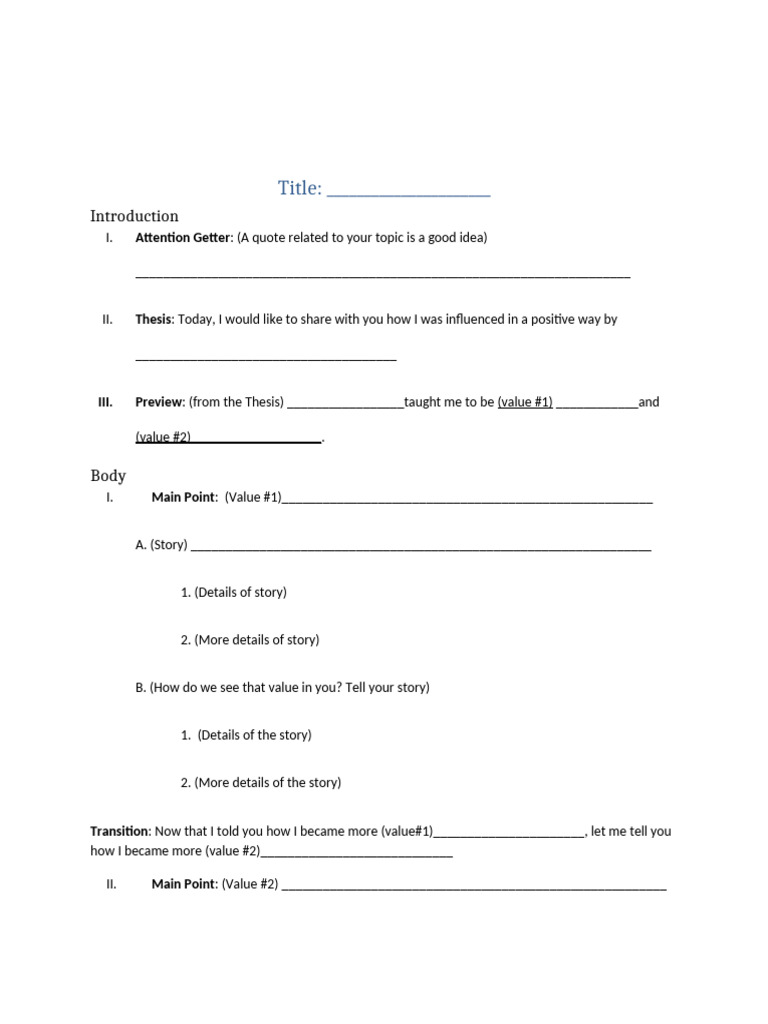 Personal Speech Outline | PDF