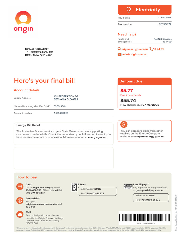 Origin Statement 2025-02-17 KRAUSE | PDF | Payments | Debit Card