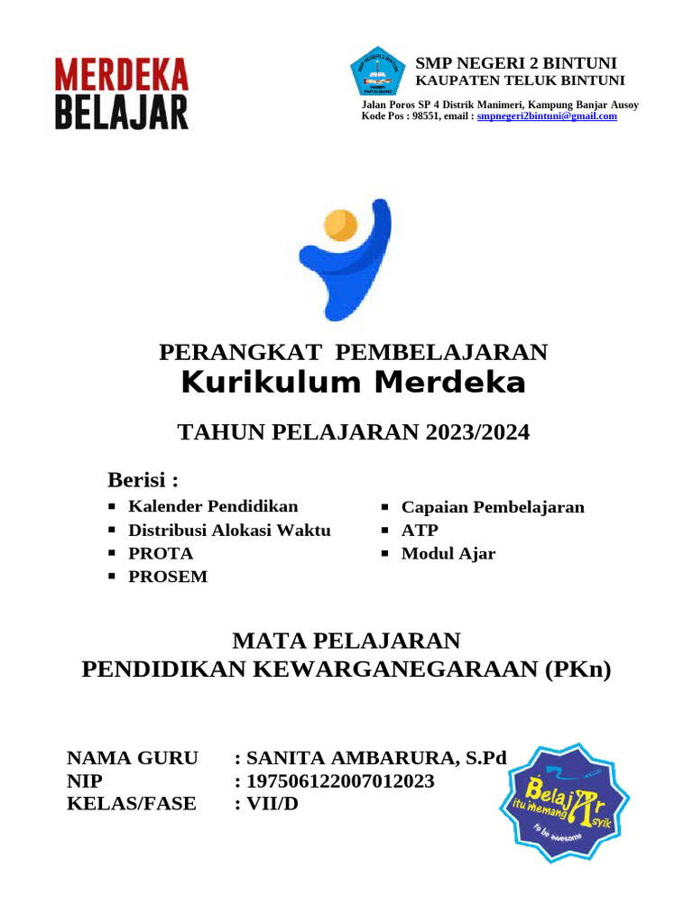 Cover Kurikulum Merdeka Sani | PDF