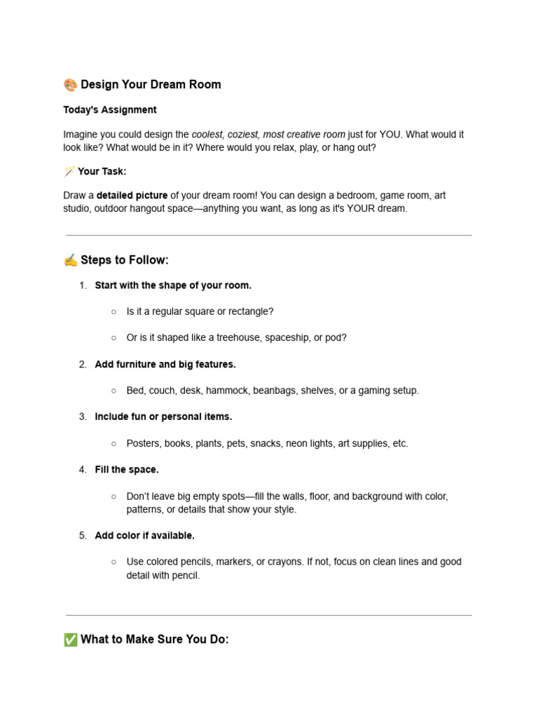Design Your Dream Room Assignment | PDF