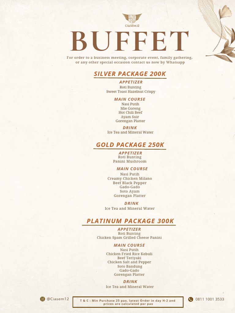 Buffet Package Options and Pricing | PDF