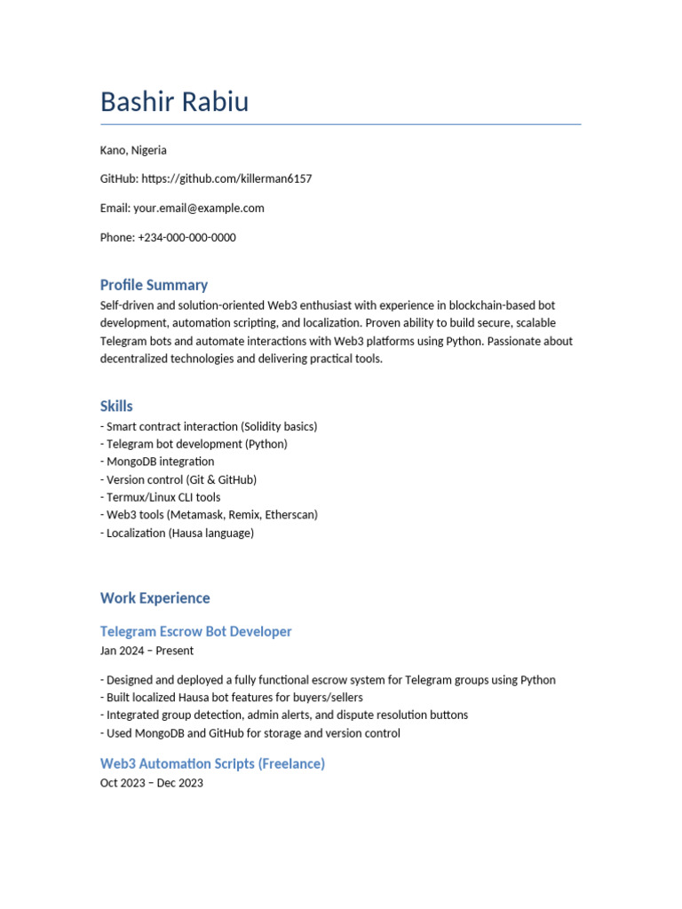Bashir Rabiu Web3 CV | PDF