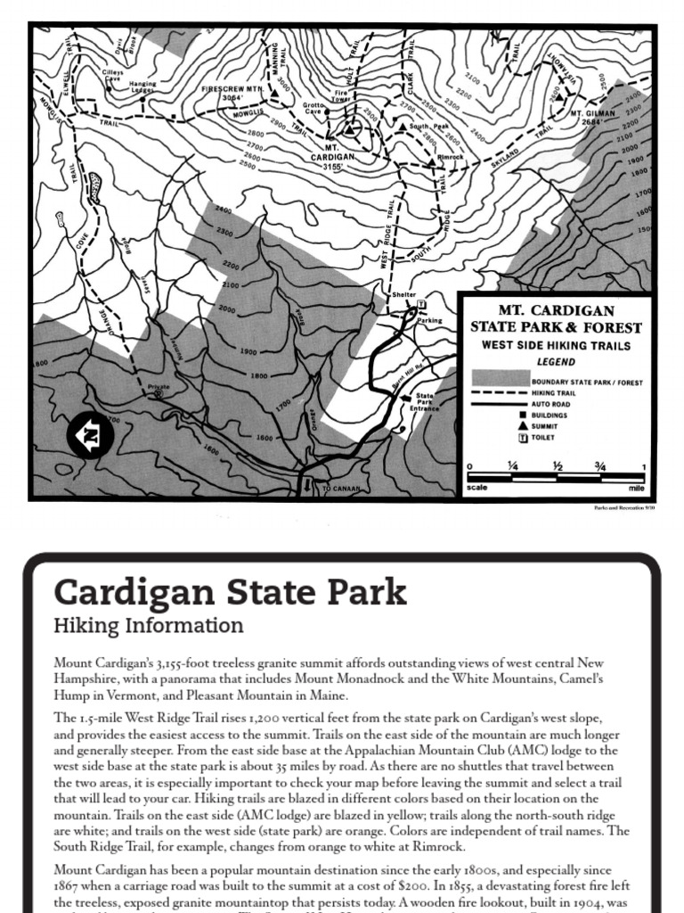Mount Cardigan Hiking Map - 1 | PDF | Trail