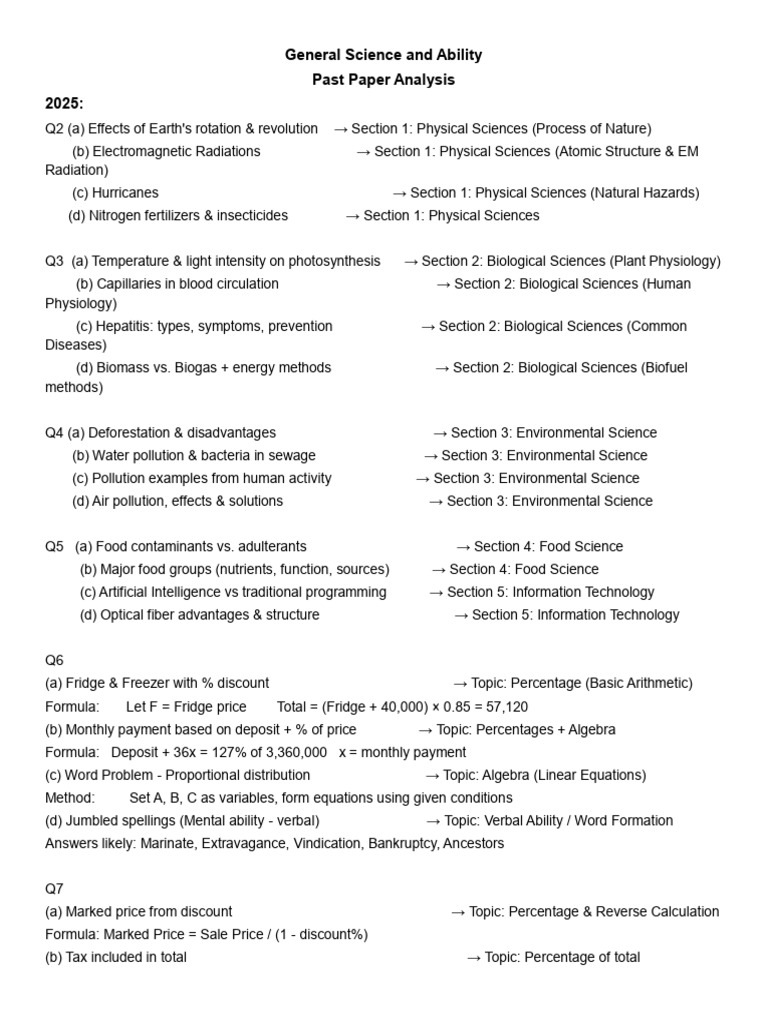 GSA 2025 Past Paper Analysis | PDF | Algebra | Area