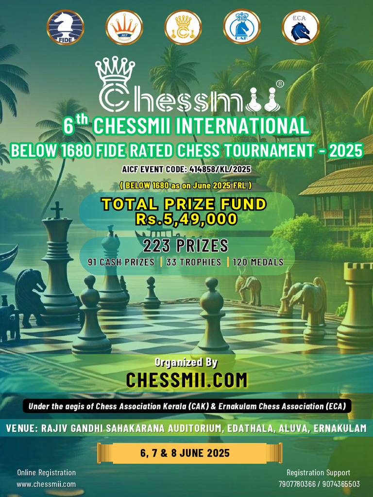 6th CHESSMII INTERNATIONAL Below 1680 FIDE - Brochure | PDF | Chess | Traditional Board Games