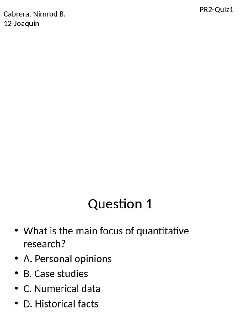 Quantitative Research Quiz Pdf Experiment Quantitative Research