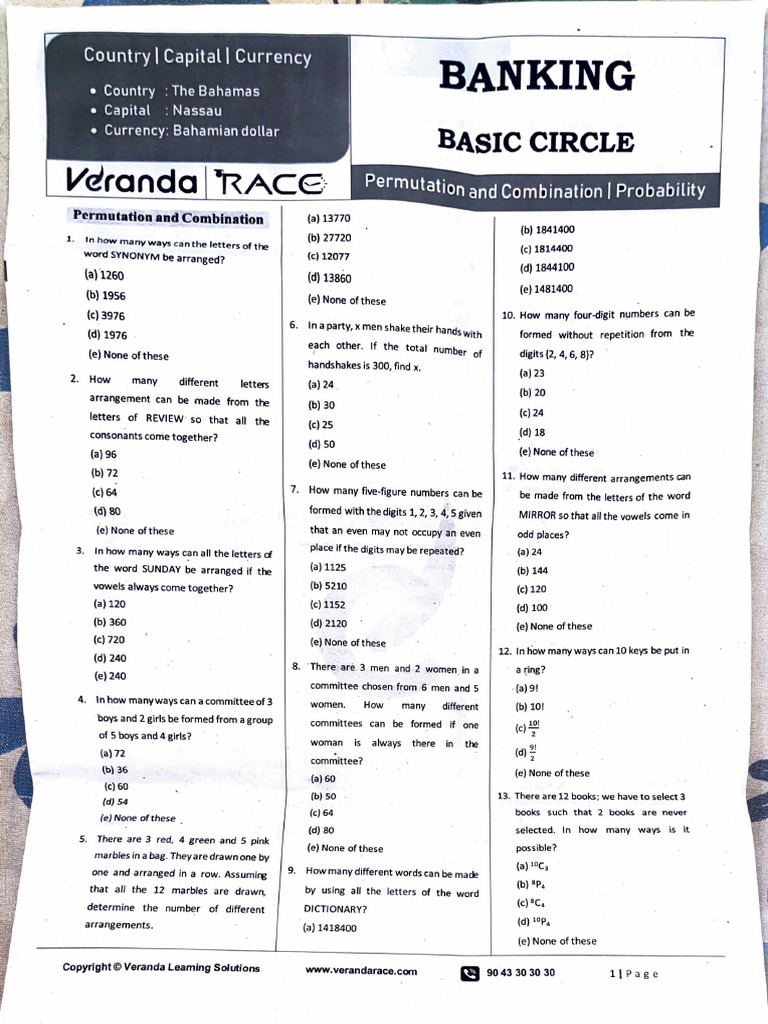 Combination Probability | PDF | Mathematical Concepts