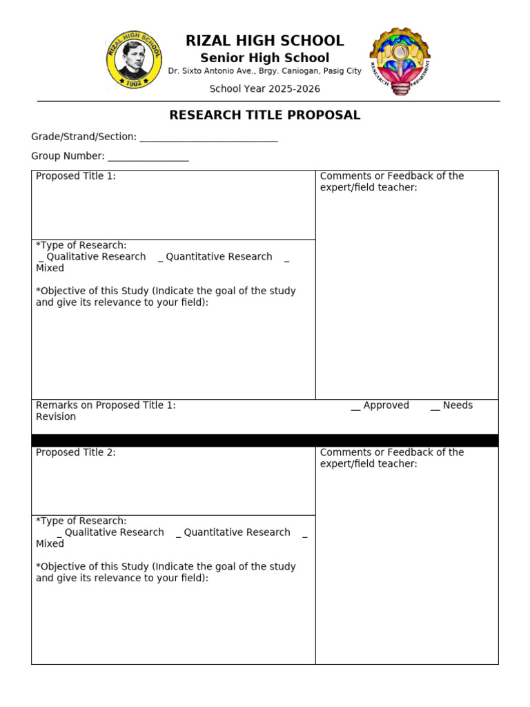 Title Proposal Template | PDF
