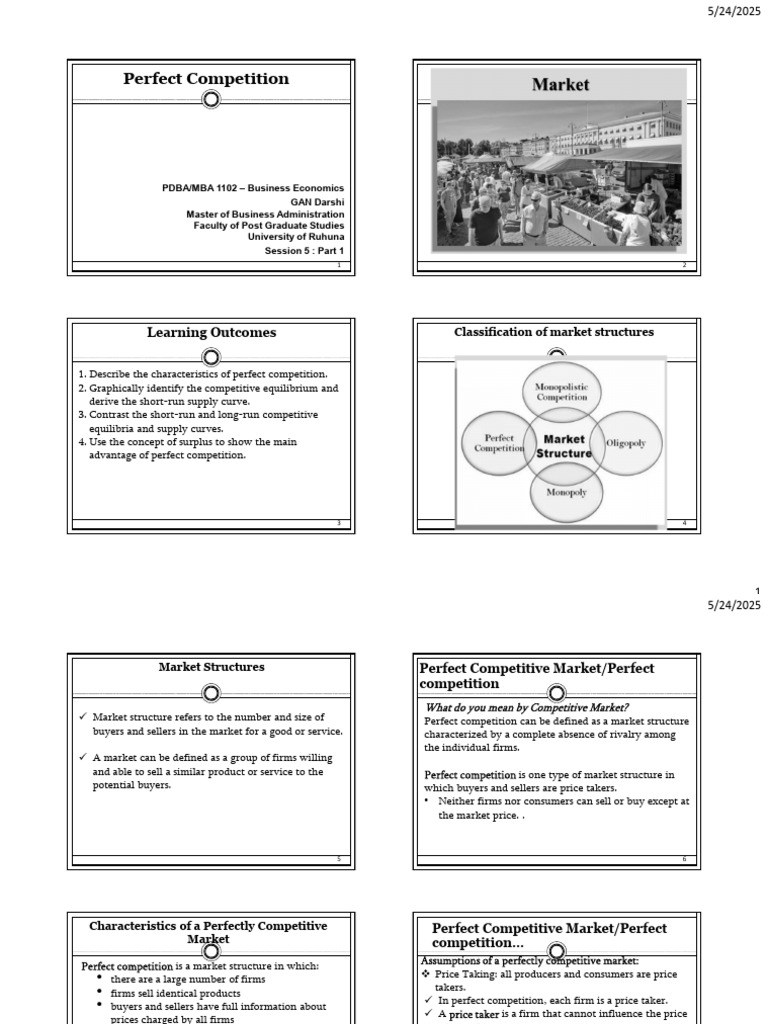 Management in Different Market Structures Perfect Competition Monopoly | PDF | Profit (Economics ...