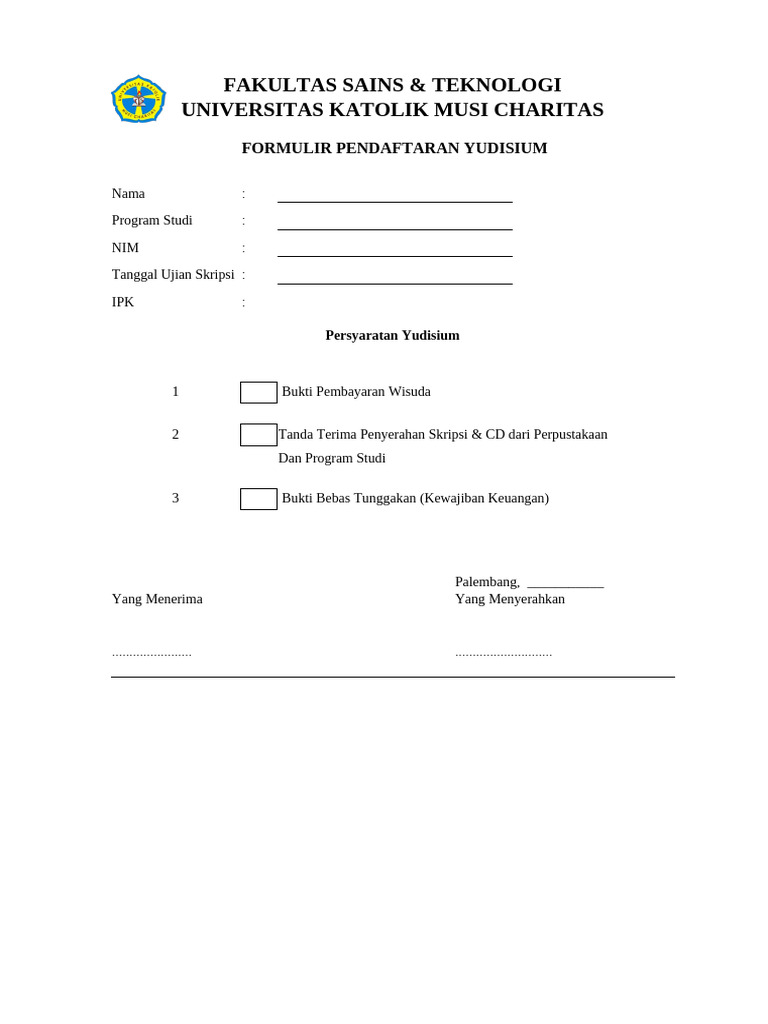 Formulir Pendaftaran Yudisium Terbaru Pdf
