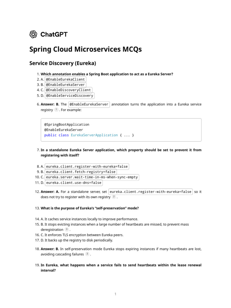 Spring Cloud Microservices MCQs | PDF | Load Balancing (Computing) | Transport Layer Security
