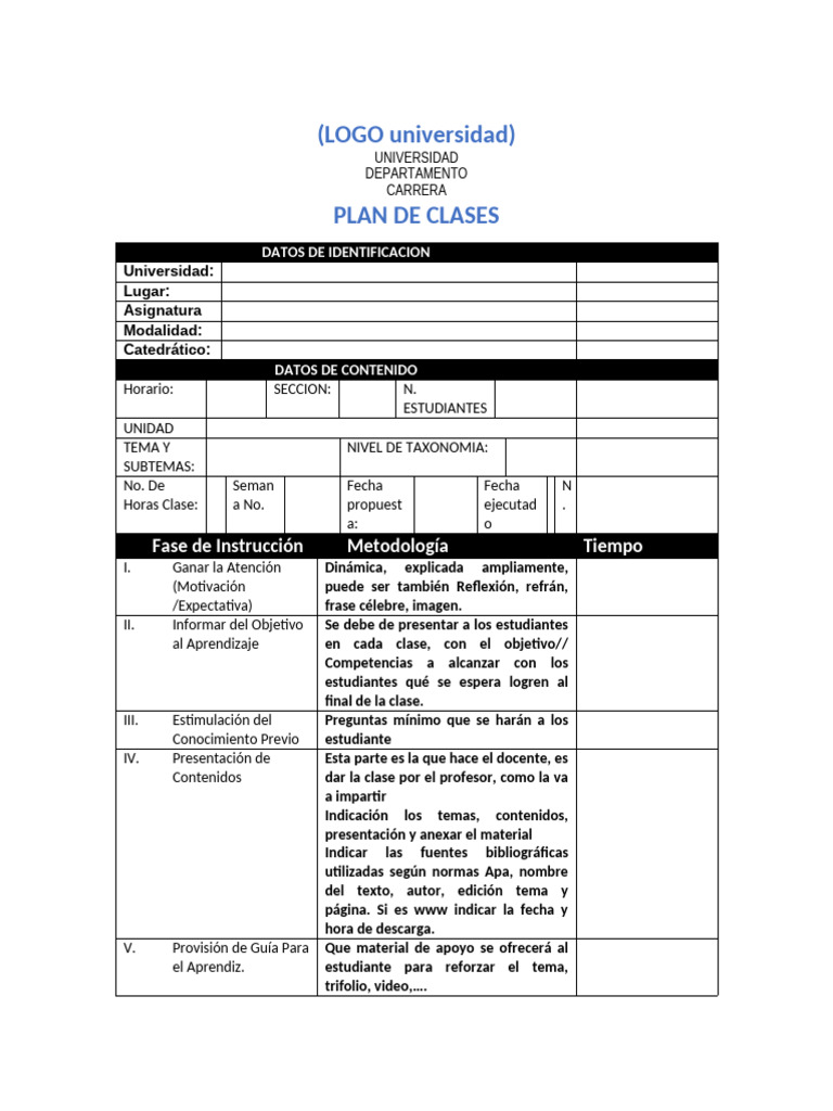 Plan de Clases | PDF | Comunicación humana | Aprendizaje